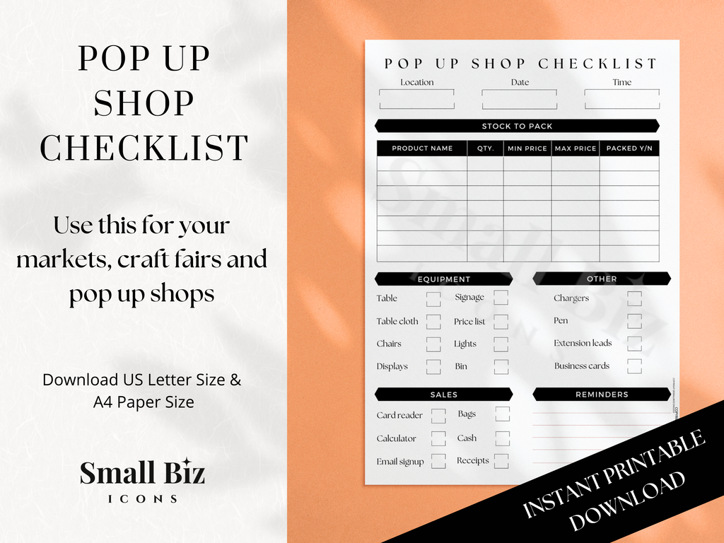 POP UP SHOP CHECKLIST – Smallbizicons